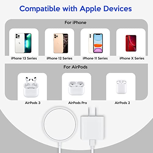 Magnetic Wireless Charger,3.3FT【Apple MFi Certified】15W Fast Wireless Charging Pad USB C Wireless Charger iPhone with 20W USB C Wall Charger Block for iPhone 14/Plus/13/12/Pro/Pro Max/Mini/AirPods Pro