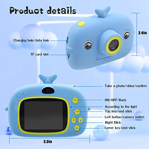 Camera for Kids, 1080P HD Kids Digital Camera with Auto Focus, Holiday Gift Kids Selfie Camera for 3 4 5 6 7 8 9 10 Year Old with 32GB SD Card