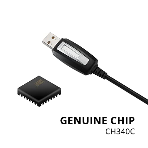 Radioddity PC002 USB Programming Cable CH340 Chip, 2-Pin K Plug, Plug and Play, Compatible with Windows 7, 8, 9, 10, 11, GM-30 GS-5B BaoFeng UV-5X UV-5R BF888S BF-F8HP Two Way Radios