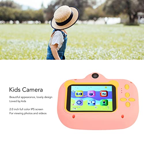 1080P 2inch Kids Camera Cute Cartoon Design HD Digital Children Selfie Camera for Birthday (Pink)