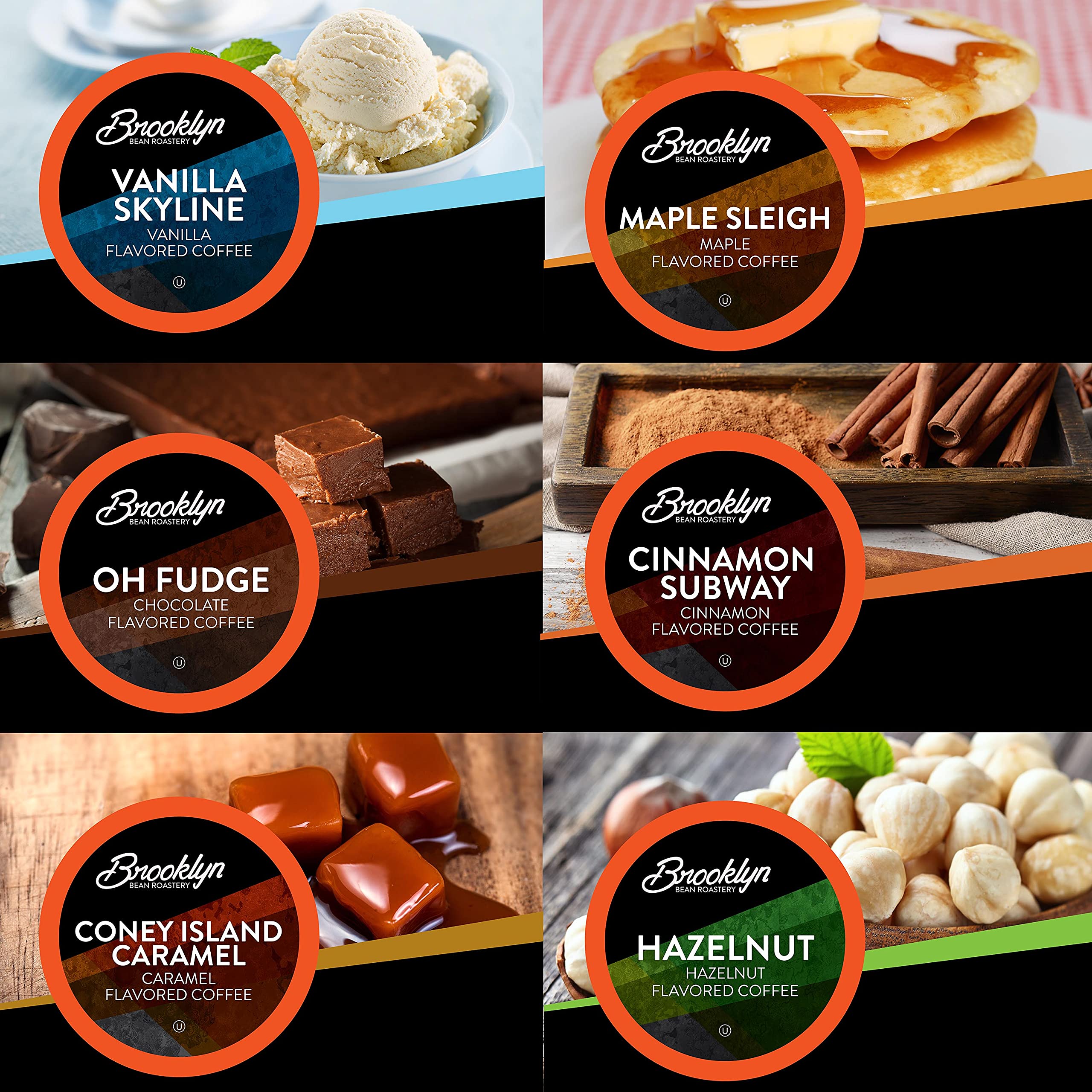 Brooklyn Beans Coffee Pods Flavored Gourmet Variety Pack, Compatible with 2.0 Keurig K Cup Brewers, 40 Count