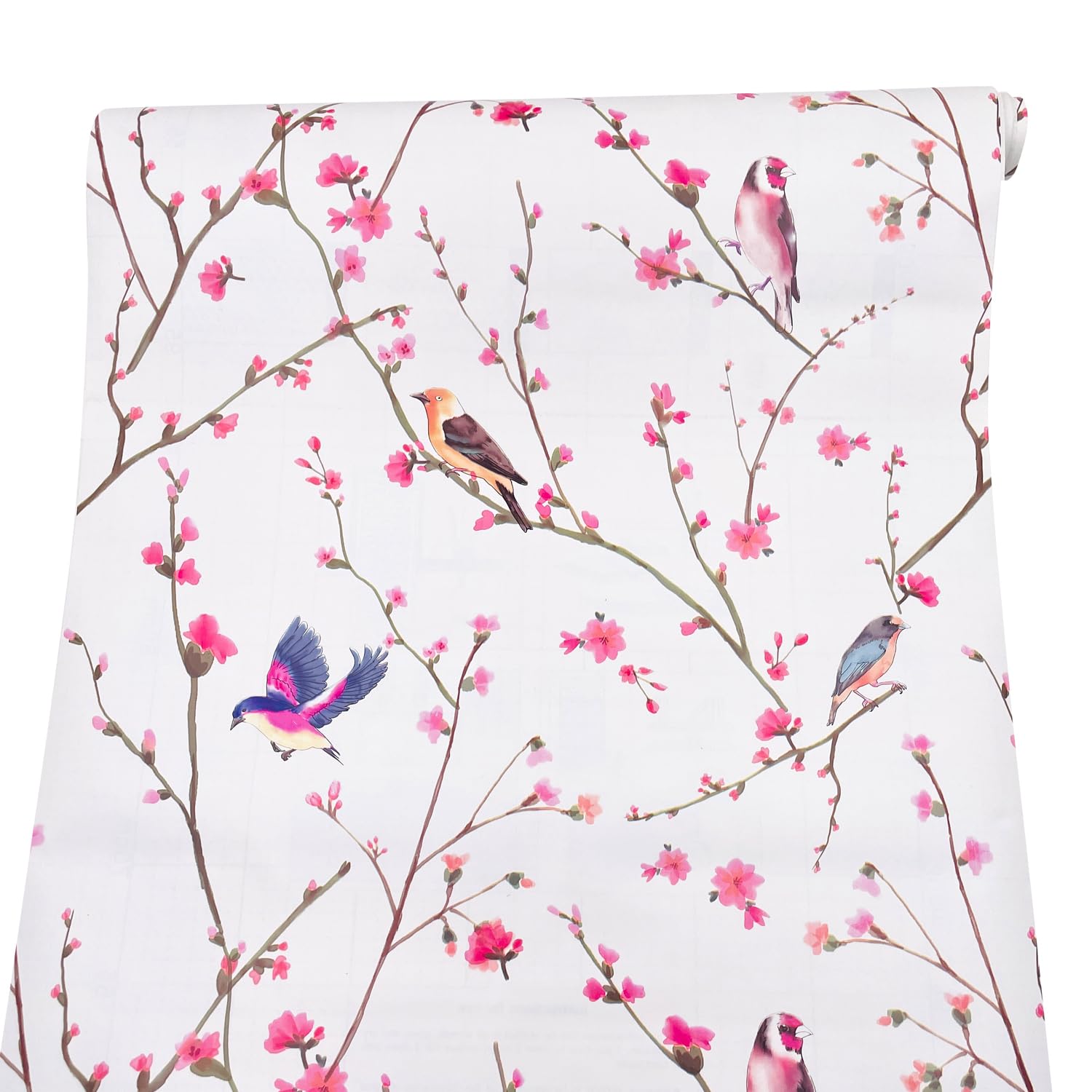 Yifely Peel & Stick Shelf Liner Removable Shelving Paper for Covering Apartment Old Nightstand Closet, Peach Birds, 17.7 Inch by 9.8 Feet