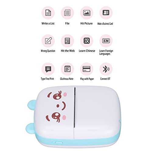 Deryang Mini Printer, Photo Printer Low Working Noise Environmental Friendly for Student for Household for Outdoor for School