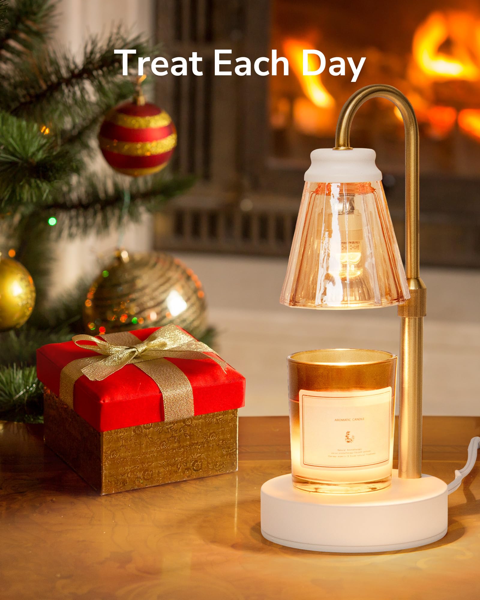 ULG 2-Pack Candle Warmer Lamp with Dimmer, Lamp Candle Heater with 4 Bulbs for 3 Wick Candles, Height Adjustable Candle Melter Light for Scented Wax, for Her/Mom, Amber