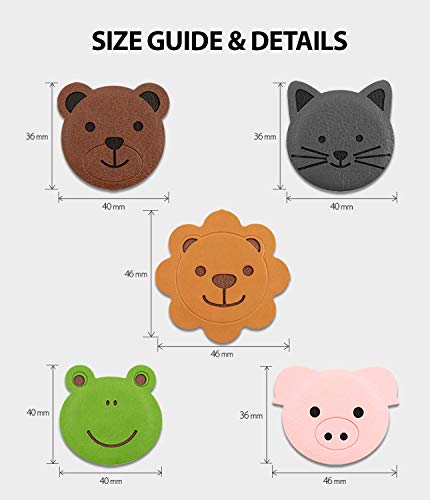 Ringke Magnetic Character Metal Plate Kit - Animal Edition (5 Pack, 1 Each) with 3M Adhesive Pad Compatible with Magnet Phone Car Mount Holder for Smartphone, iPad, Tablet, and Other Devices