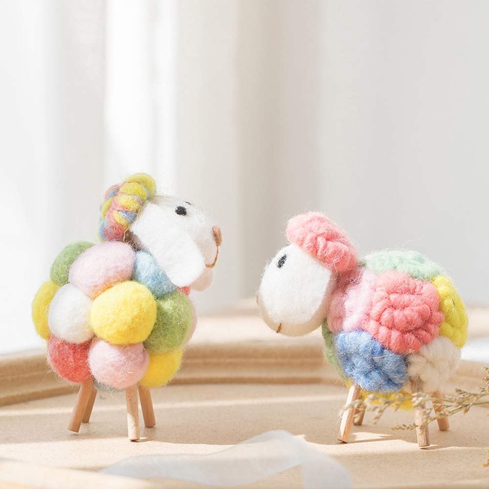 Cute Lamb Hanging Decoration,Felted Wool Sheep Decor,Christmas Tree Decorative Hanging Ornament Sheep Plush Decorative(B 6 x 6 x 11cm)
