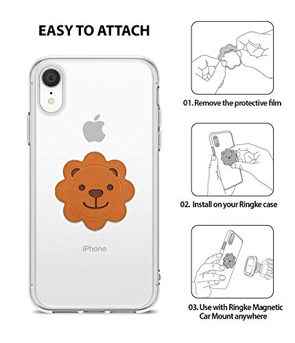 Ringke Magnetic Character Metal Plate Kit - Animal Edition (5 Pack, 1 Each) with 3M Adhesive Pad Compatible with Magnet Phone Car Mount Holder for Smartphone, iPad, Tablet, and Other Devices