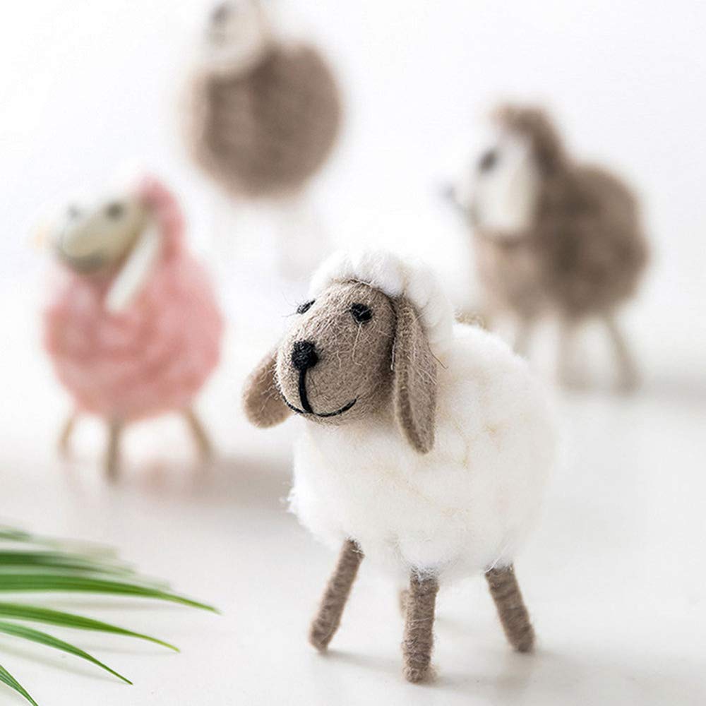 Cute Lamb Hanging Decoration,Felted Wool Sheep Decor,Christmas Tree Decorative Hanging Ornament Sheep Plush Decorative(B 6 x 6 x 11cm)