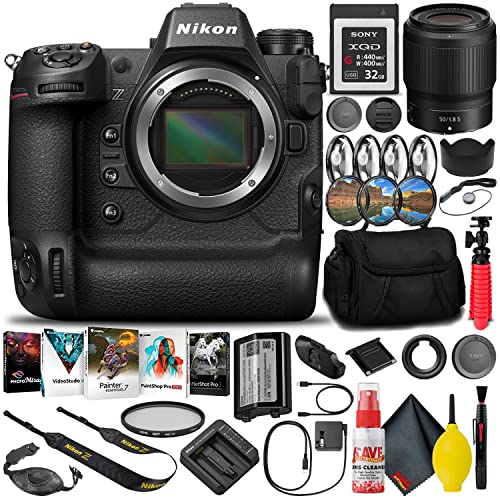 Nikon Z9 FX-Format Mirrorless Camera Body (1669) + 50mm f/1.8 S Lens + 32GB XQD Memory Card + Editing Software + Camera Bag + Pro Filter Kit + 12" Tripod (Renewed)