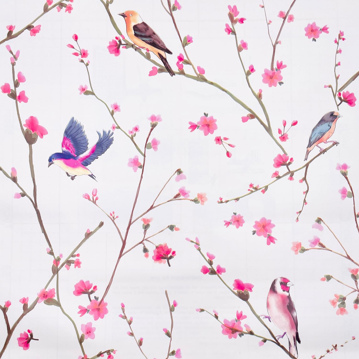 Yifely Peel & Stick Shelf Liner Removable Shelving Paper for Covering Apartment Old Nightstand Closet, Peach Birds, 17.7 Inch by 9.8 Feet
