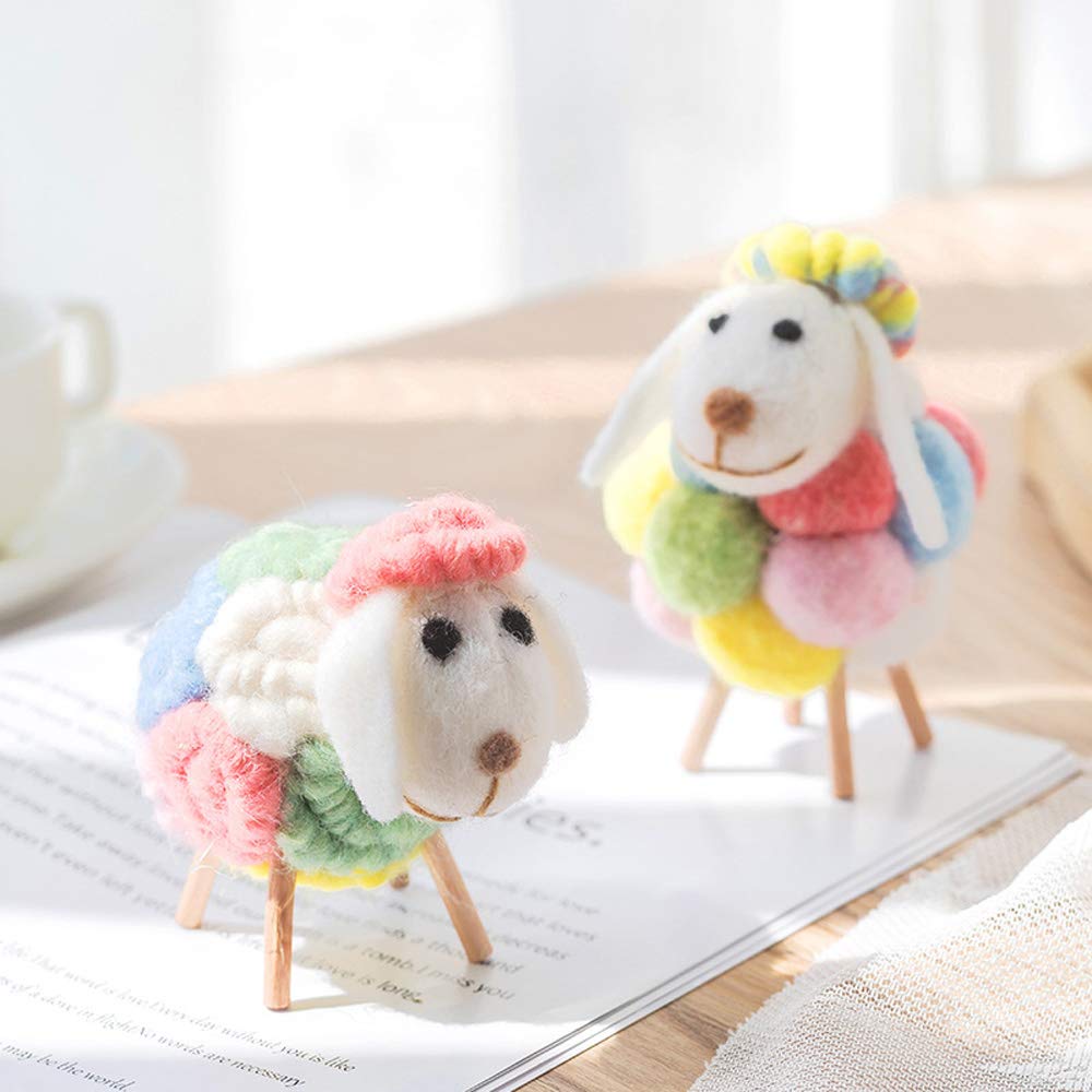Cute Lamb Hanging Decoration,Felted Wool Sheep Decor,Christmas Tree Decorative Hanging Ornament Sheep Plush Decorative(B 6 x 6 x 11cm)