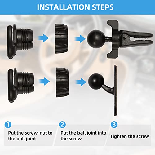 KSWNG Universal Air Vent Car Mount and Dashboard Sticker Holder 360° Rotation Clip Car Mount Phone Holder with Adjustable Switch Lock for Smartphones GPS Navigation (2 Pack, Black)