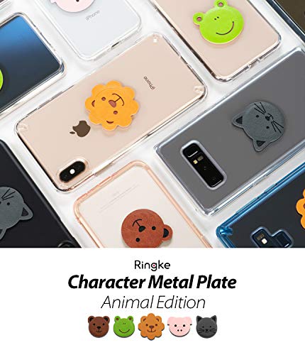 Ringke Magnetic Character Metal Plate Kit - Animal Edition (5 Pack, 1 Each) with 3M Adhesive Pad Compatible with Magnet Phone Car Mount Holder for Smartphone, iPad, Tablet, and Other Devices