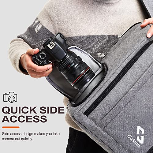 Golkcurx Camera Bag for DSLR/SLR Cameras,Camera Backpack Waterproof for Photographers Grey L