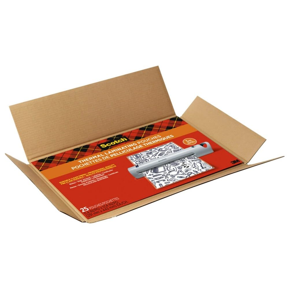 Scotch Thermal Laminating Pouches, 25 Pack Laminating Sheets, 3 Mil, 11 x 17 Inches, Education Supplies & Craft Supplies, For Use With Thermal Laminators, Legal Size Sheets (TP3856-25)