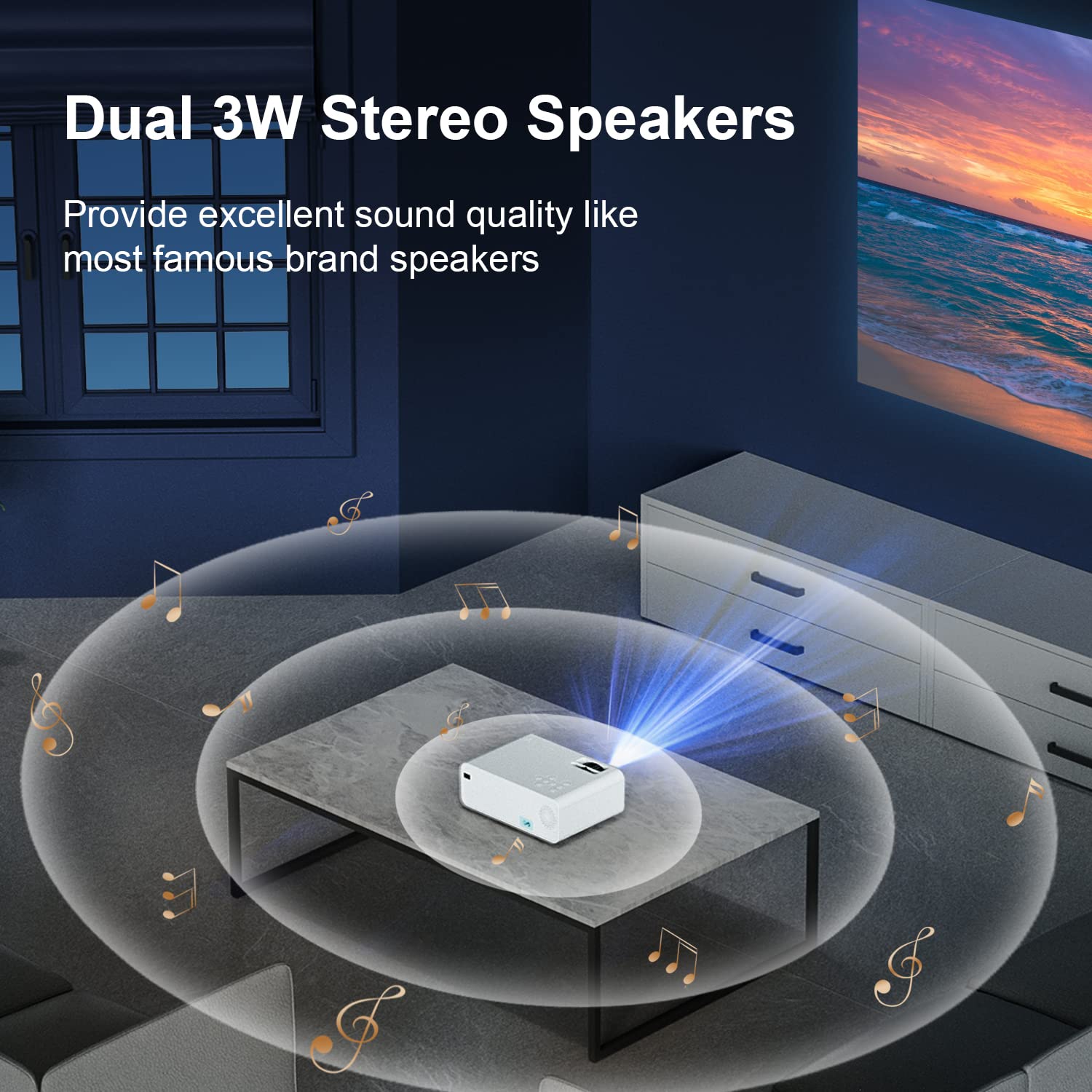 Mini WiFi Projector, ASAKUKI 8000 Lumens Home Movie Projector, Full HD 1080P & 200" Display, Portable Video Outdoor Projector for iPhone Compatible with iOS/Android/TV Stick/HDMI/USB/VGA
