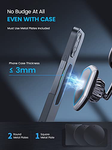 【Military-Grade Magnetic Vent Hook】 Phone Holder for Car【Ultra Sturdy】 Hands-Free Car Phone Holder Mount【Sharp Turns & Bumpy Roads Friendly】 Compatible with iPhone, Samsung,All Smartphones (Long Arm)