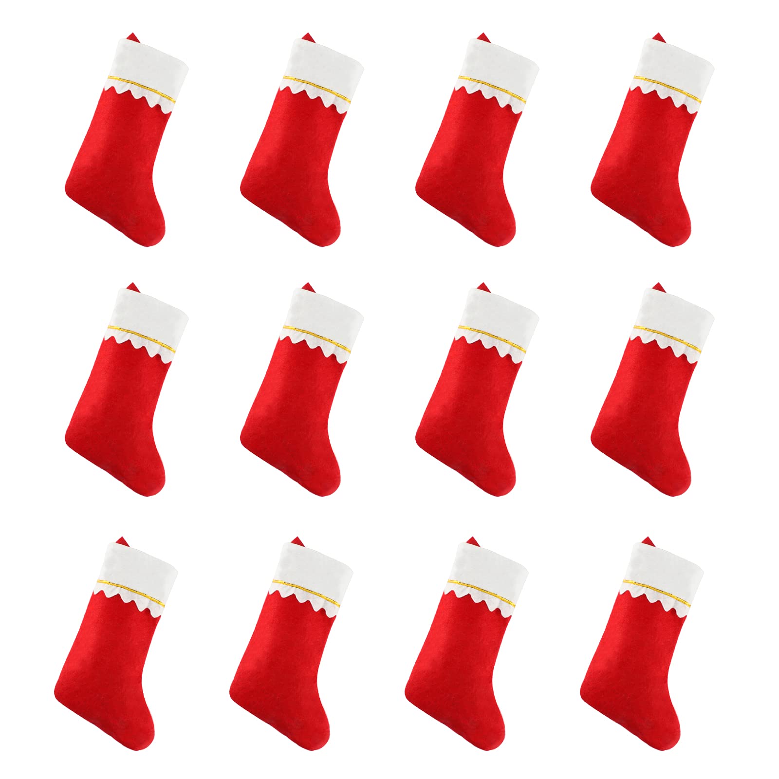 SdeNow Christmas Stockings Bulk 15" Red Felt Christmas Stockings set Xmas Red and White Christmas Stockings Christmas Decorations Party Ornament (12 Pack)