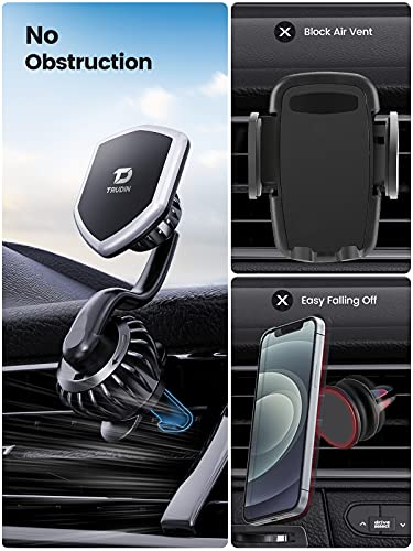 【Military-Grade Magnetic Vent Hook】 Phone Holder for Car【Ultra Sturdy】 Hands-Free Car Phone Holder Mount【Sharp Turns & Bumpy Roads Friendly】 Compatible with iPhone, Samsung,All Smartphones (Long Arm)