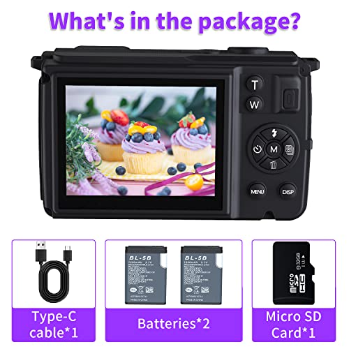 Digital Camera, FHD 4K Digital Camera for Kids with 16X Digital Zoom Compact Point and Shoot Camera Portable Small Camera for Kids Teens Students Boys Girls
