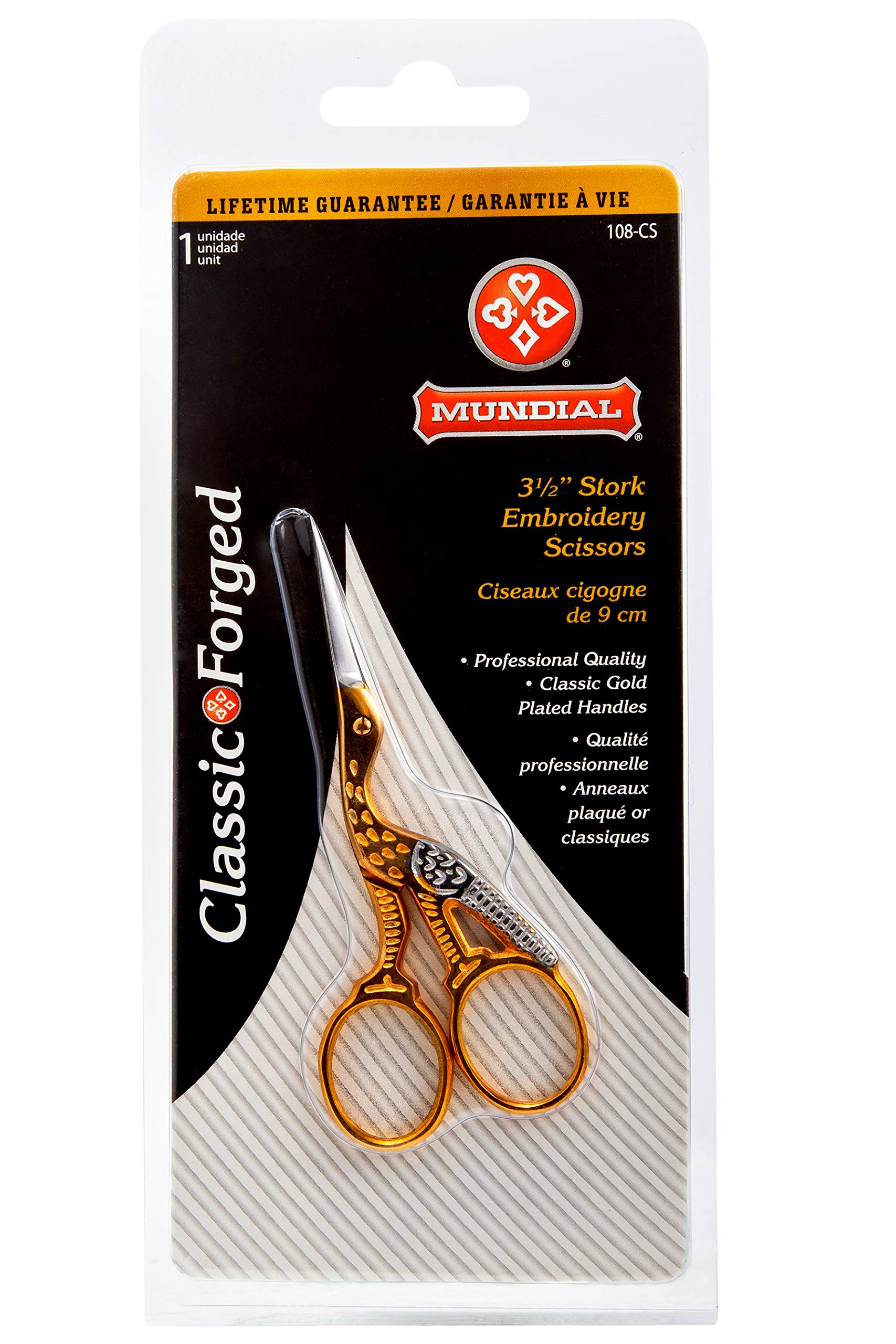 Classic Forged Stork Embroidery Scissors 3.5"-Gold