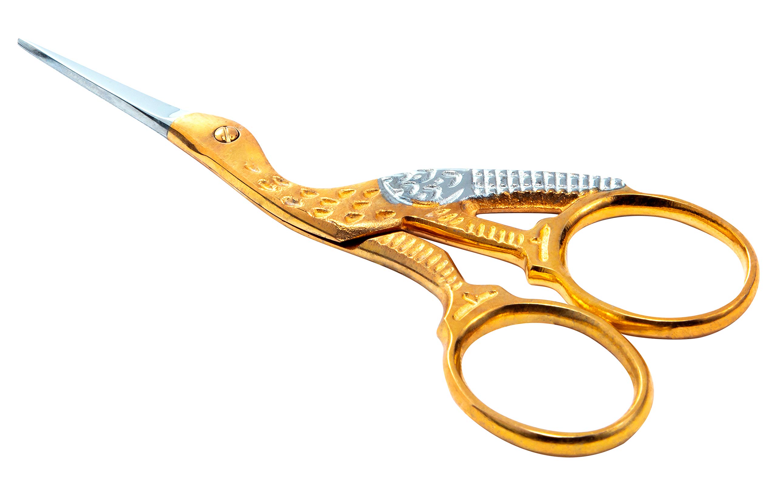 Classic Forged Stork Embroidery Scissors 3.5"-Gold