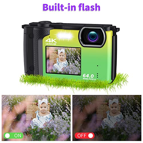 Digital Camera, FHD 4K Digital Camera for Kids with 16X Digital Zoom Compact Point and Shoot Camera Portable Small Camera for Kids Teens Students Boys Girls
