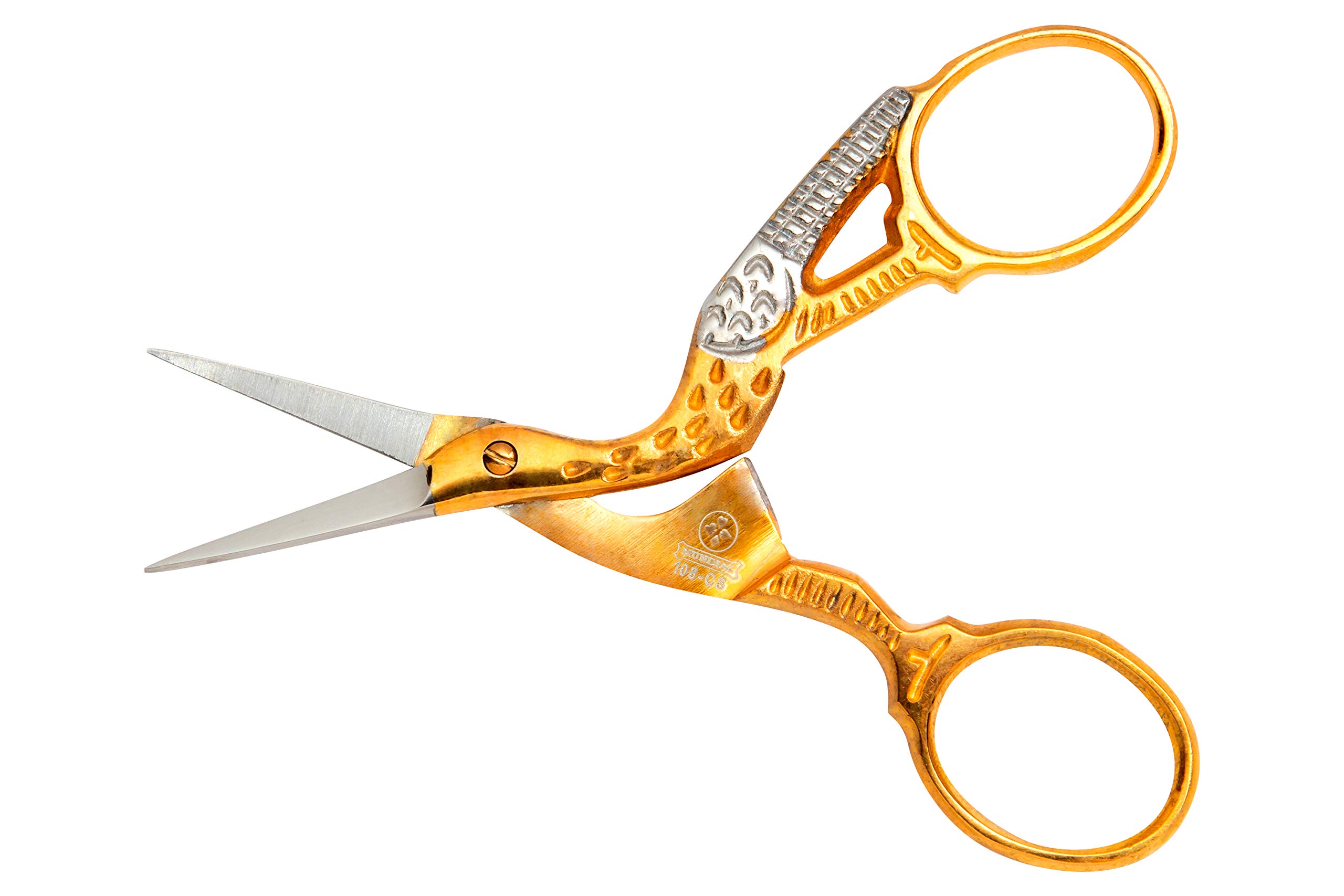 Classic Forged Stork Embroidery Scissors 3.5"-Gold