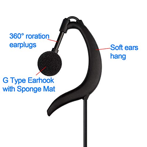 Retevis Soft Earhook Walkie Talkie Earpiece with Mic, Coil Tube, Compatible RT22 RT21 RT68 RT22S H-777S RT15 RB29 Baofeng UV-5R Two Way Radio, G-Type Two Way Radio Earpiece 2 Pin(1 Pack)