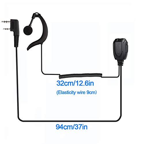 Retevis Soft Earhook Walkie Talkie Earpiece with Mic, Coil Tube, Compatible RT22 RT21 RT68 RT22S H-777S RT15 RB29 Baofeng UV-5R Two Way Radio, G-Type Two Way Radio Earpiece 2 Pin(1 Pack)