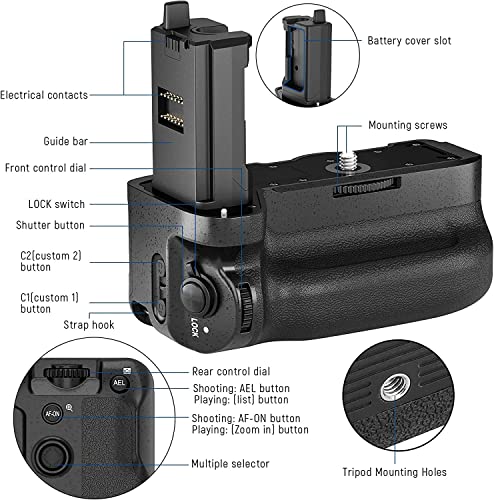 NEEWER Vertical Battery Grip with 2.4G 131ft/40m LCD Remote Control, Replacement for VG-C4EM, Works with NP-FZ100 Battery, Compatible with Sony A7R V A7R IV A9 II A7 IV A7S III A1 Cameras BG A7IV