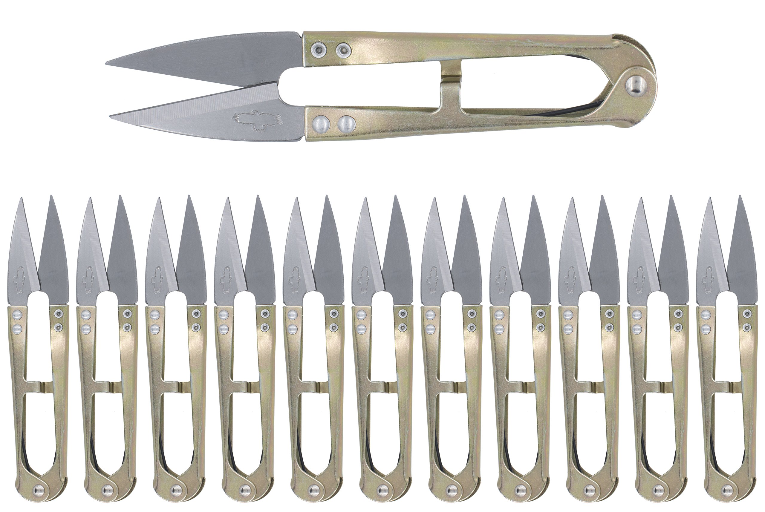 Golden Eagle Double Sharp Quick-Clip Lightweight Thread Clippers Trimming Scissors & Thread Snips (12pc All Metal)