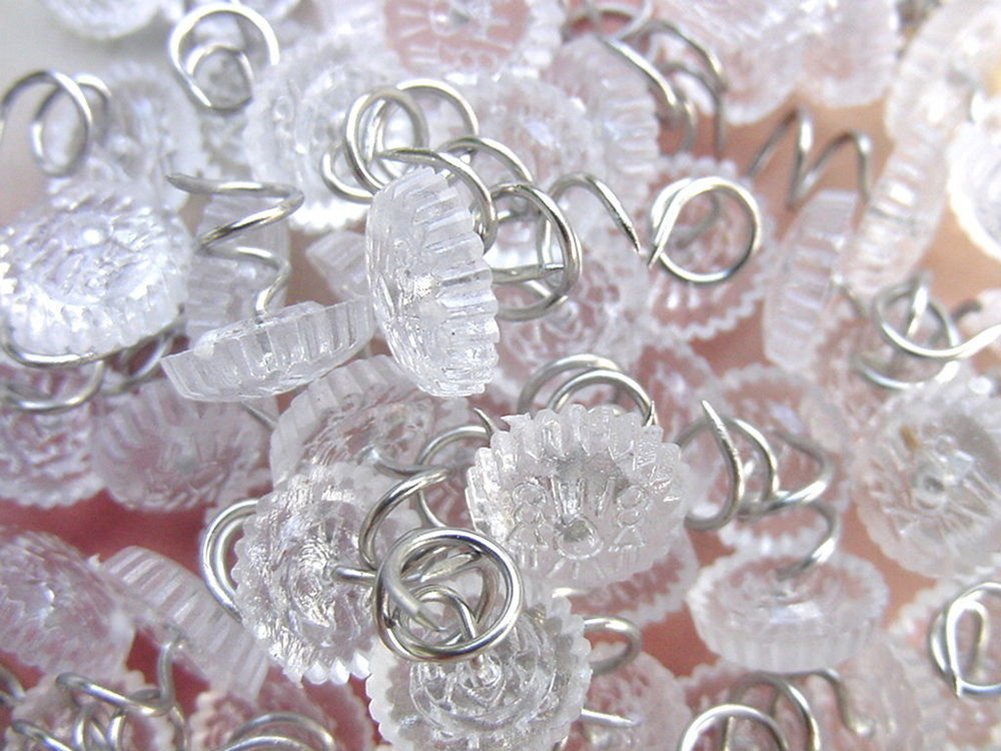 Attmu 50 Pcs Upholstery Tacks Headliner Pins Clear Heads Twist Pins for Slipcovers and Bedskirts, 0.5 Inches Bed Skirt Pins