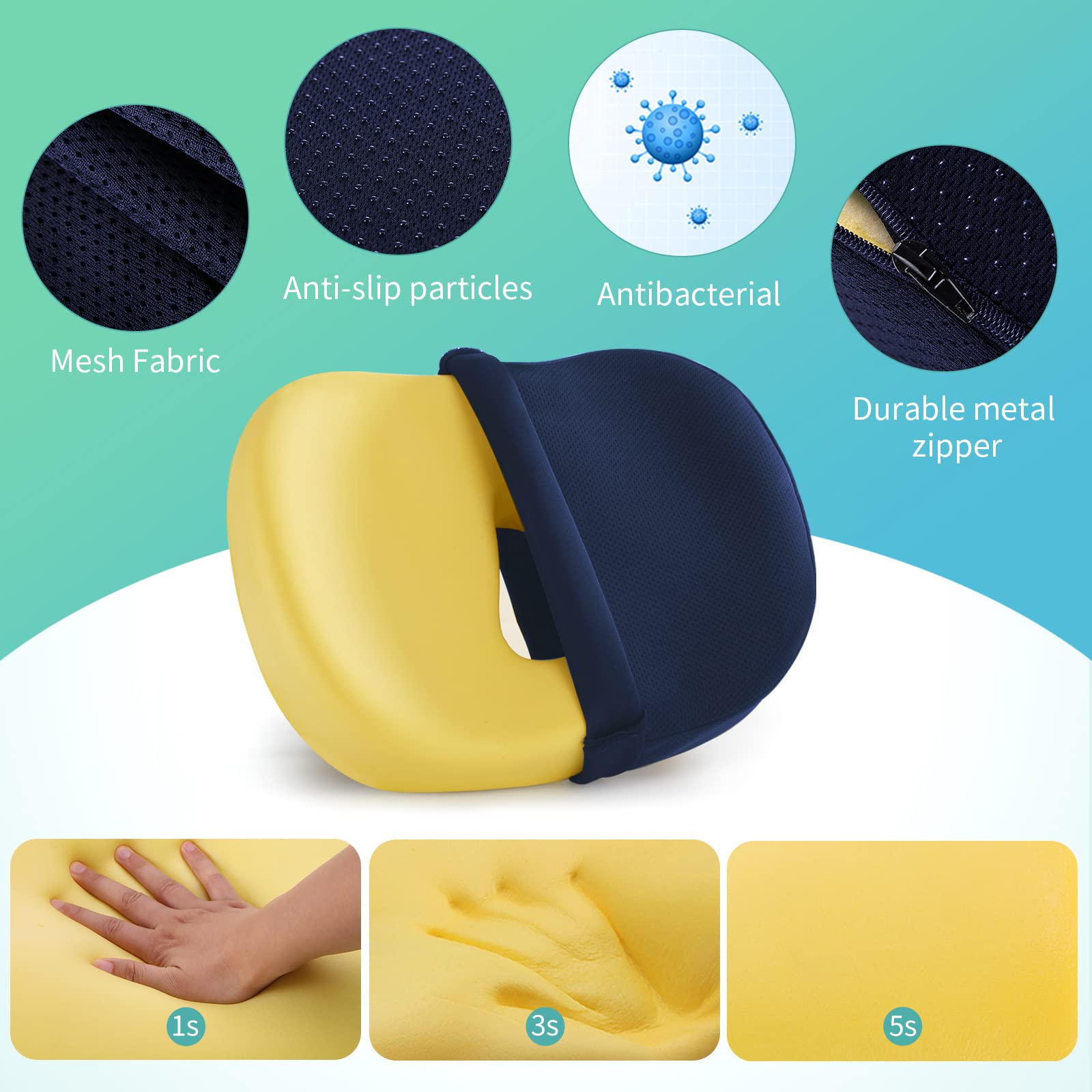Memory Foam Seat Cushions Office Chair Seat Cushion for Tailbone Pain Relief Sciatica Pain Relief Pillow Hemorrhoid Pillow -Coccyx, Butt, Tailbone, Back, Coccyx, Sciatica, Car, Wheelchair Chair Pads