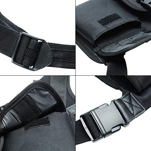 ABBREE Chest Harness Front Pack Pouch Holster Vest Rig Carry Case for Baofeng UV-5R UV-82 TYT Ham Two Way Radio Walkie Talkie (Rescue Essentials) (Leather Black)