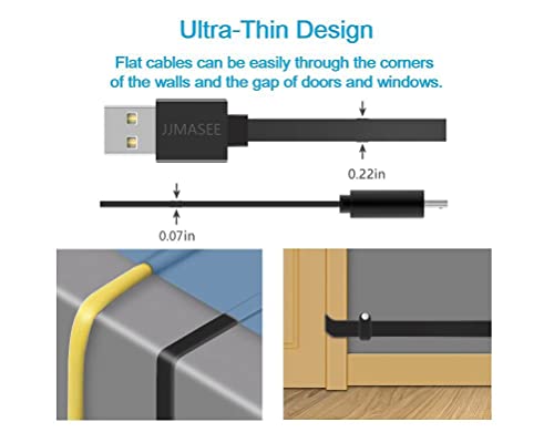 JJMASEE 2 Pack 20FT Power Extension Cable for Wyze Cam V3,Wyze Cam Outdoor,Blink,Arlo Essential,Eufy,Kasa,Yi Camera,NestCam Indoor,Micro USB Charging Cord for Security Camera(Black)