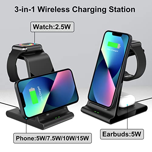 Wireless Charger for iPhone 14 Pro, Wireless Charging Station Compatible with iPhone 14 Pro Max 13 12 11 Series, iWatch Charger for Apple Watch 8 7 SE 6 5 4 3 2 1, Airpods Pro 2/Airpods 3rd Generation