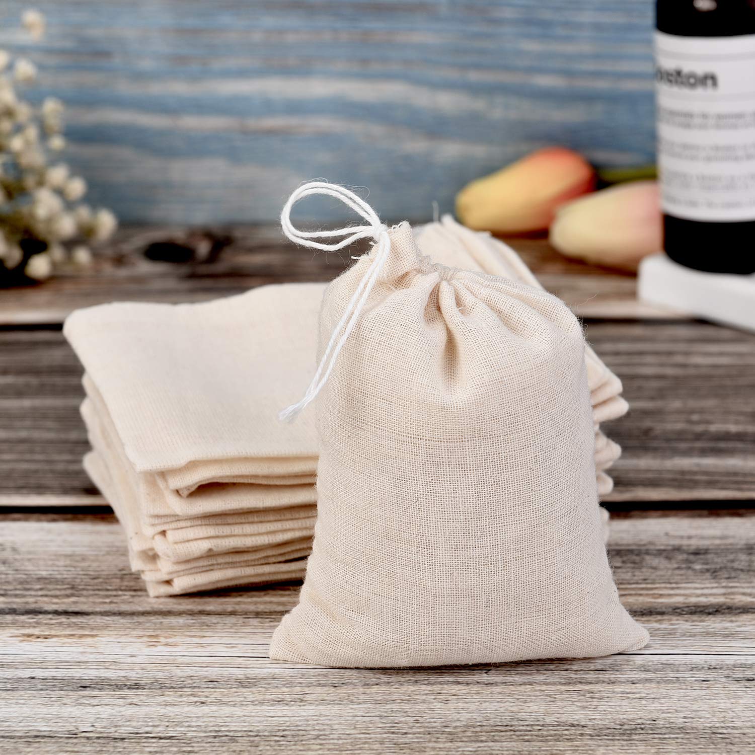Tatuo 400 Pieces Muslin Bags Drawstring Pouch Gift Bags with Drawstring for Party Supplies Daily Use (6 by 4 Inch)