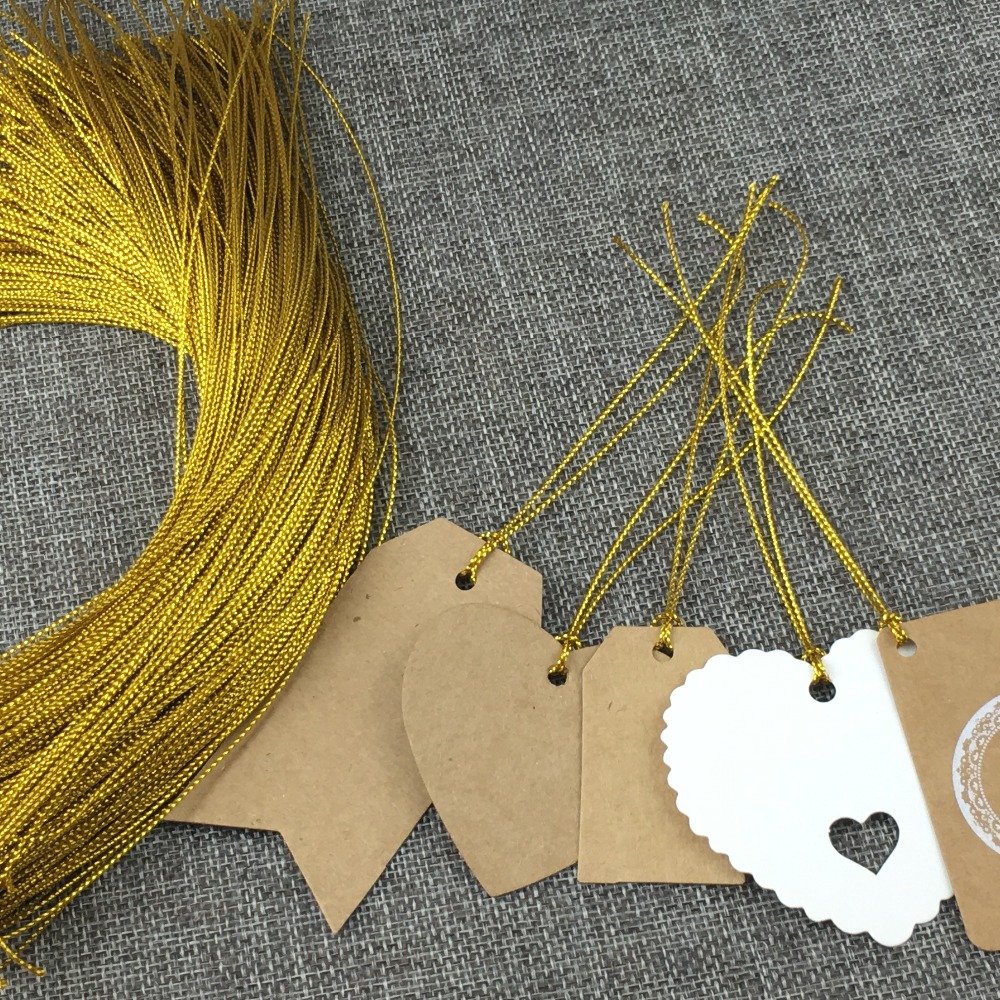 328 Feet Gift Tags String Hang Tags Rope (Gold)