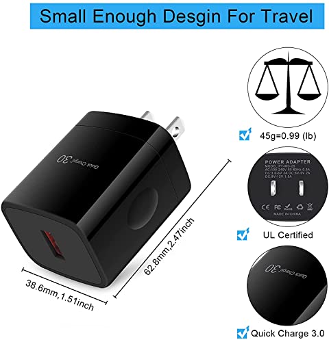 C Charger Fast Charging for Moto G Stylus/G Power/G Play 2021/E 2020/One 5G Ace/G10/G30/G60S/G100/G Fast/G 5G Plus/G9 Power/G8 Play/G7 Plus, 38W QC 3.0 Rapid Car Adapter Wall Charger+2X C Cable