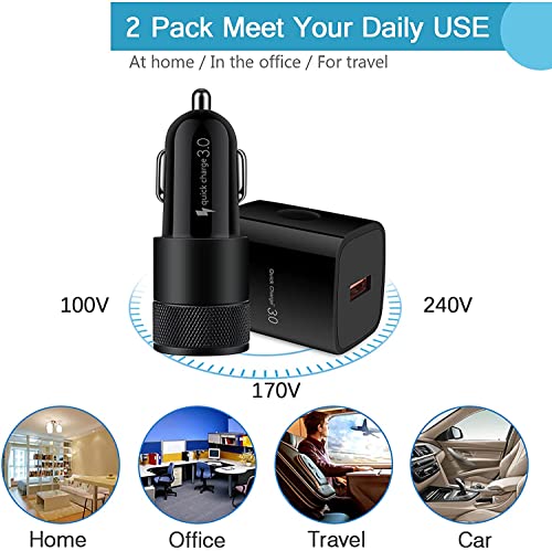 C Charger Fast Charging for Moto G Stylus/G Power/G Play 2021/E 2020/One 5G Ace/G10/G30/G60S/G100/G Fast/G 5G Plus/G9 Power/G8 Play/G7 Plus, 38W QC 3.0 Rapid Car Adapter Wall Charger+2X C Cable