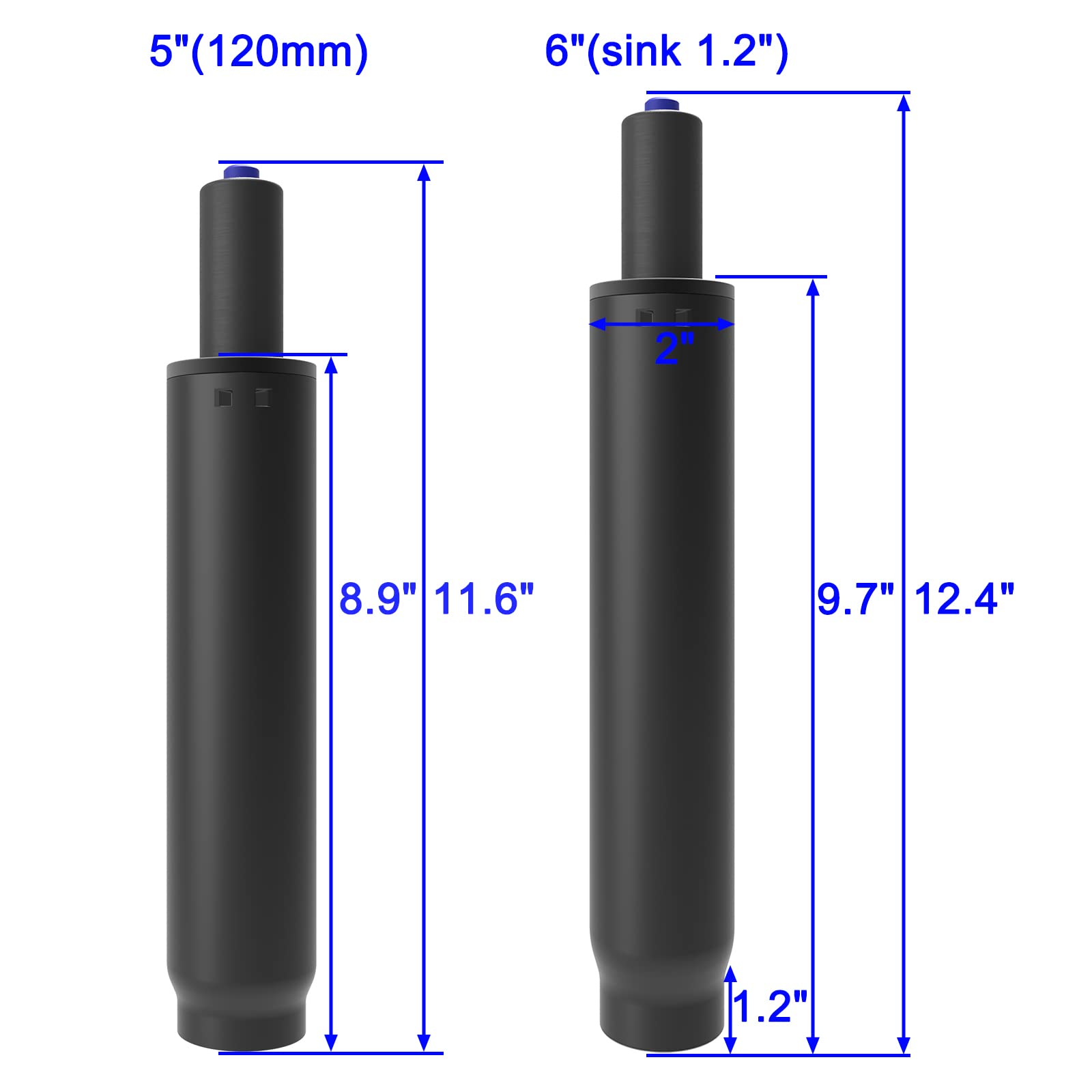 AAGUT 5'' Stroke Office Chair Gas Lift Cylinder Replacement,Pneumatic Shock Heavy Duty (450 lbs) Office Chair Parts & Universal Size, Class 4 Hydraulic Piston, Black