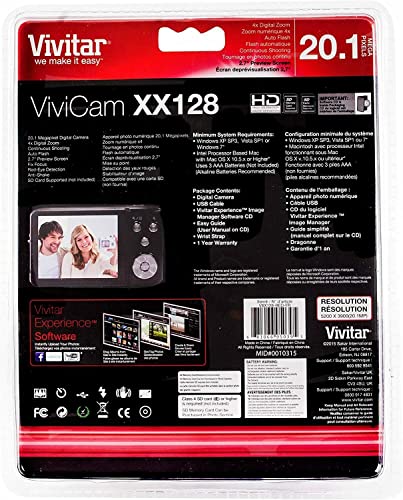 Vivitar ViviCam VXX128 20MP Digital Camera (Red)