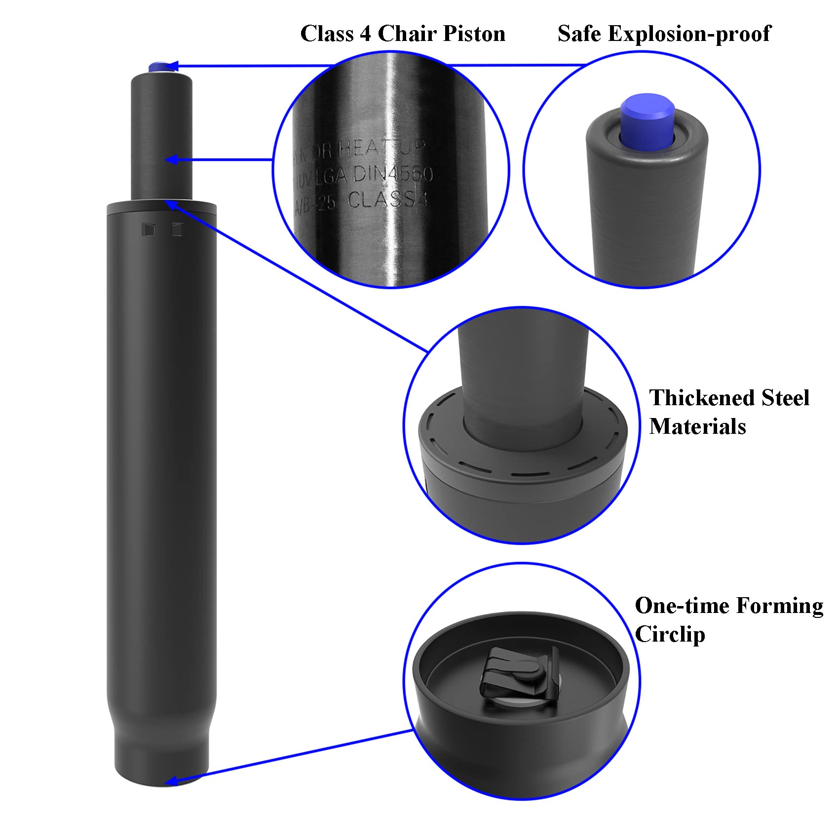 AAGUT 5'' Stroke Office Chair Gas Lift Cylinder Replacement,Pneumatic Shock Heavy Duty (450 lbs) Office Chair Parts & Universal Size, Class 4 Hydraulic Piston, Black