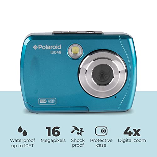Polaroid IS048 Waterproof Instant Sharing 16 MP Digital Portable Handheld Action Camera, Teal