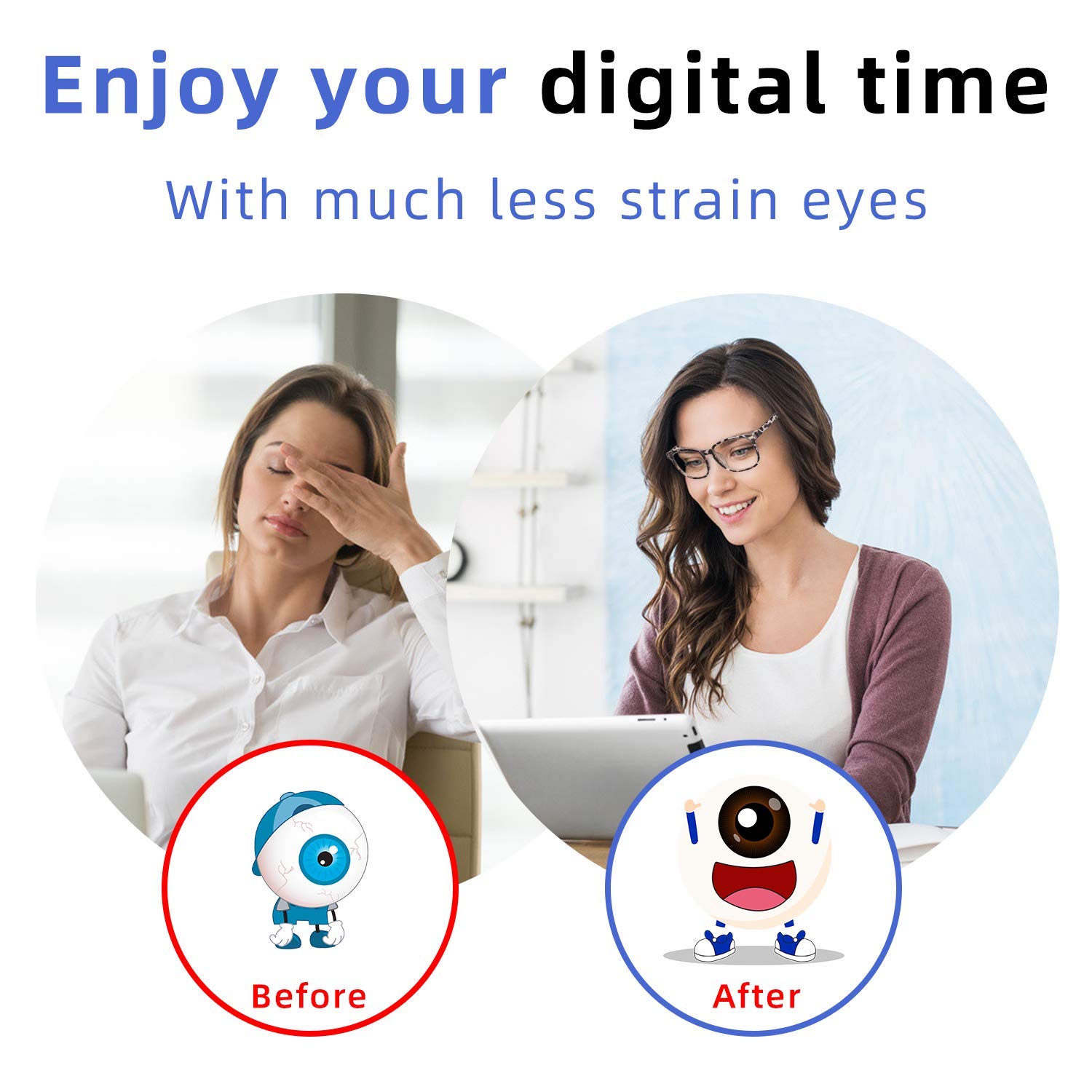 WINTOO Anti Blue Light Glasses for Women Men -5 Pair Blue Light Blocking Glasses, UV400 Anti-Glare Computer Glasses Women, Blue Light Reading Glasses for Women for Gaming TV Phone Screen Square Frame