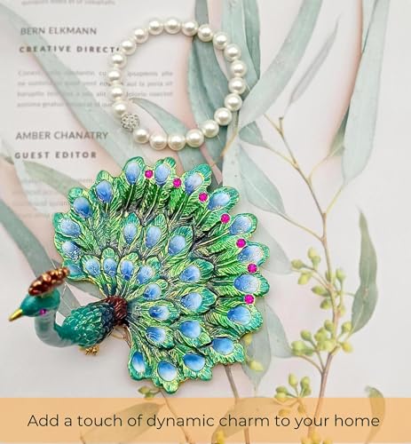 JWT Astyle Luxury Peacock Ring Holder Dish Jewelry Tray.Turquoise Peacock Decor Gifts Animal Figurines Trinkets Earring Necklace Storage Organizer