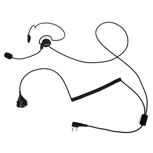 Retevis Behind-The-Head Walkie Talkie Earpiece with Boom Mic 2 Pin, Compatible RT22 RT21 H-777 RT68 RT19 pxton Arcshell Walkie Talkies, Two Way Radio Headset with Finger PTT(1 Pack)
