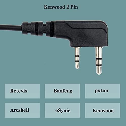 Retevis Behind-The-Head Walkie Talkie Earpiece with Boom Mic 2 Pin, Compatible RT22 RT21 H-777 RT68 RT19 pxton Arcshell Walkie Talkies, Two Way Radio Headset with Finger PTT(1 Pack)