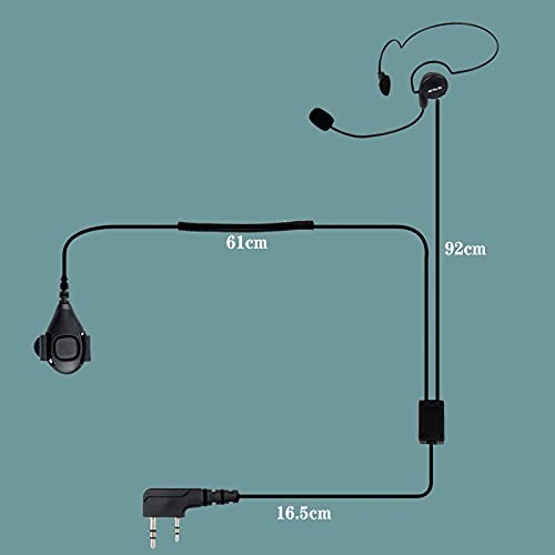 Retevis Behind-The-Head Walkie Talkie Earpiece with Boom Mic 2 Pin, Compatible RT22 RT21 H-777 RT68 RT19 pxton Arcshell Walkie Talkies, Two Way Radio Headset with Finger PTT(1 Pack)